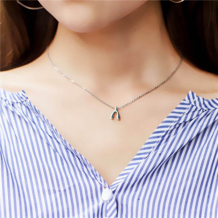 Japanese Korean. Bone Titanium Steel Necklace Female Korean TV Dramas ...