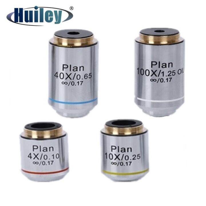 Infinity Plan Achromatic Objective Lens 4X 10X 40X 100X Optical Lens with RMS Mounting Thread ...