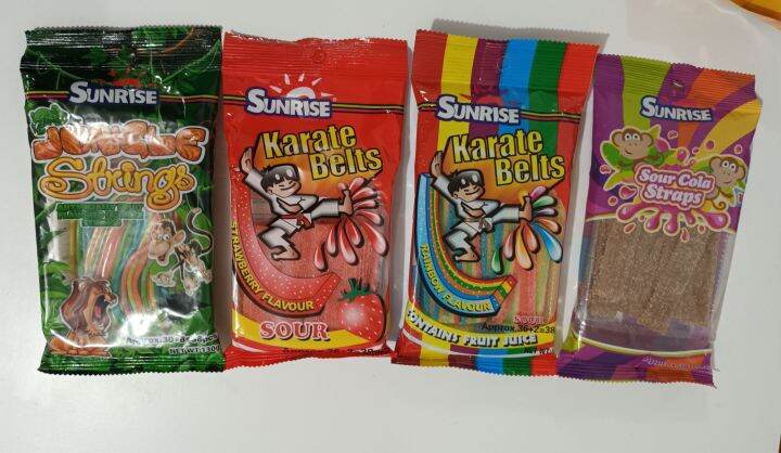 KARATE BELTS SOUR COLA STRAPS JUNGLE STRINGS Gummy sweet and sour candy ...