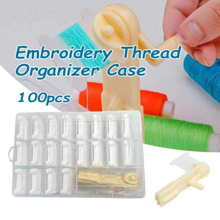 24 Slots Embroidery Floss Organizer Box Thread Bobbins Container Cross ...