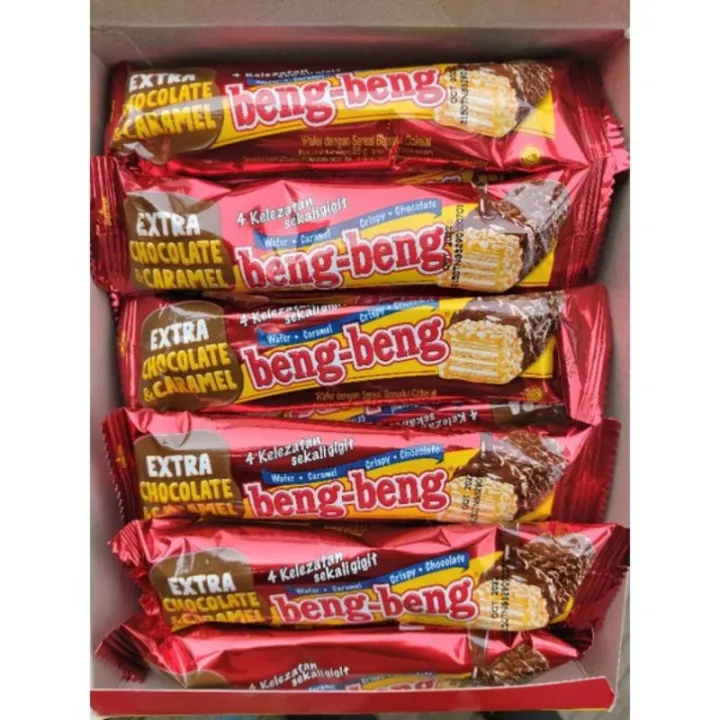 NEW BENG-BENG WAFER CARAMEL CRISPY CHOCOLATE 1 BOX ISI 17 PCS 25GRAM ...