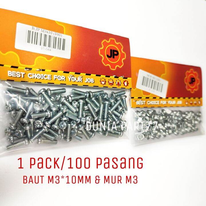 BAUT MUR M3 x 10mm BAUT M3 x 10mm MUR M3 BAUT DAN MUR | Lazada Indonesia