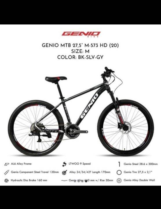 Sepeda Gunung MTB 27,5 Genio M 573 Hydraulic Brake 27 Speed Sepeda ...