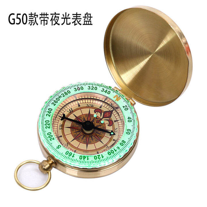 G50 Pure Copper Flip Compass Outdoor Multi-Functional Metal Compass ...