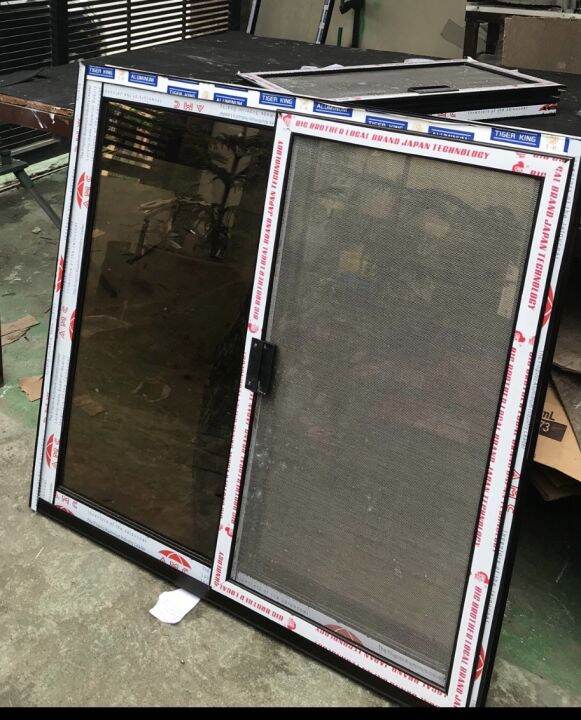 H-90cm x 90cm-W aluminum sliding window w/ screen reflective glass ...