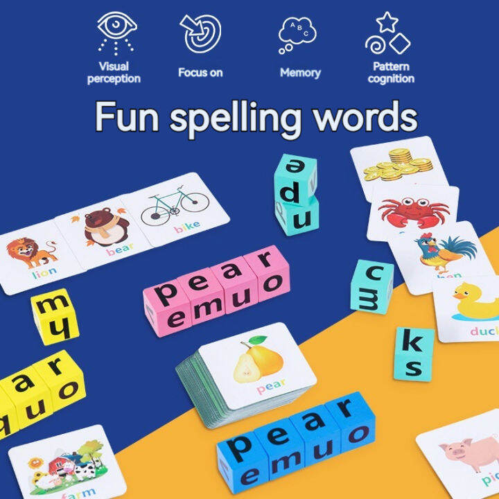 Wooden Spelling Game Literacy Fun Game Learning Children Jigsaw Letter ...