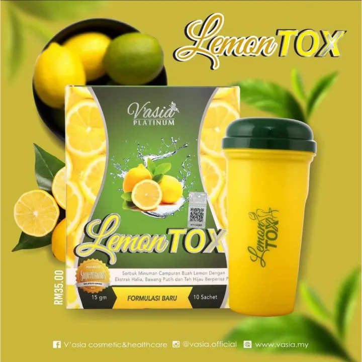 2 KOTAK VASIA LEMONTOX / LEMON-TOX DETOX V-ASIA + FREE SHAKER 💖 | Lazada