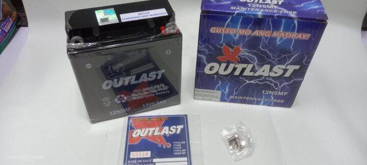 BATTERY OUTLAST 5L for Motorcycle 12N5MF GUSTO MO ANG MATIBAY OUTLAST ...