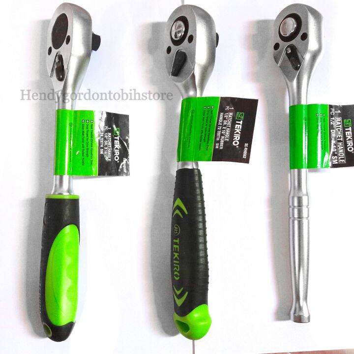 TEKIRO Ratchet Handle ukuran 1/2" x 10" Kuning Hijau Full besi / gagang ...