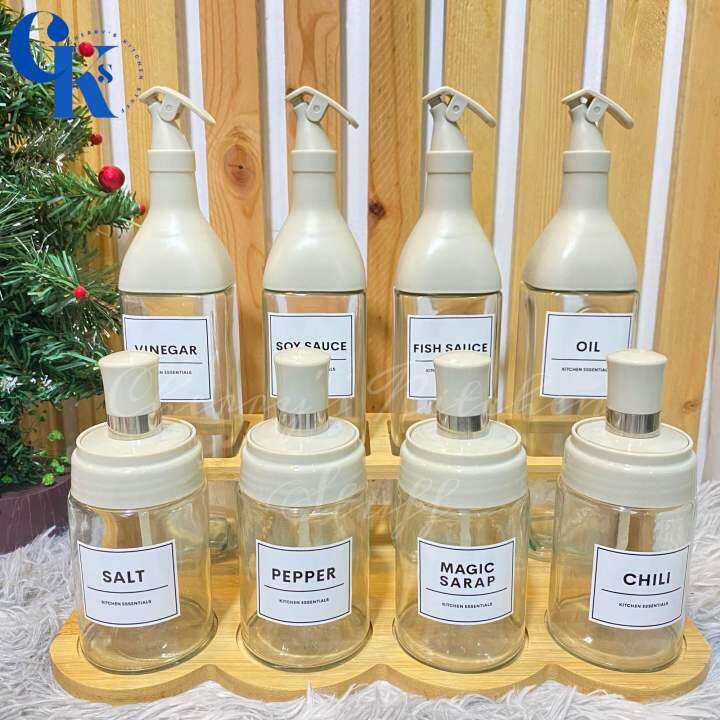 CKS 9in1 Condiments Rack Wooden Nordic Bottles Organizer | Lazada PH