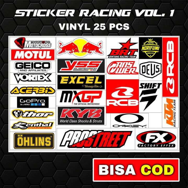 STIKER RACING PACK VOL. 1 STIKER SPONSOR STIKER MOTOR STIKER HELM ...