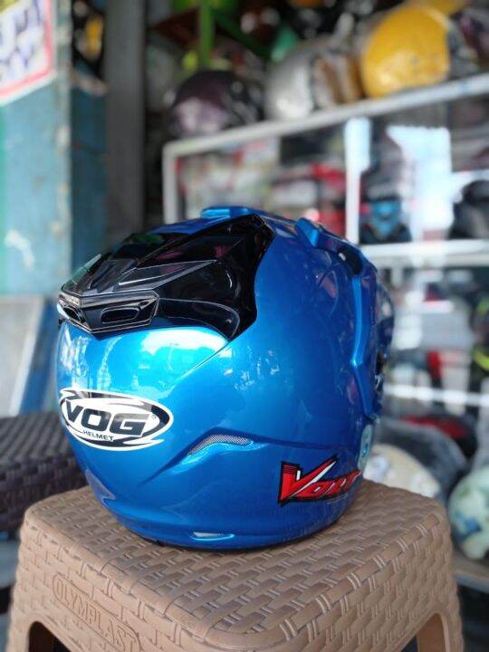 HELM VOG VOLT BLUE MET DOUBLE VISOR | Lazada Indonesia