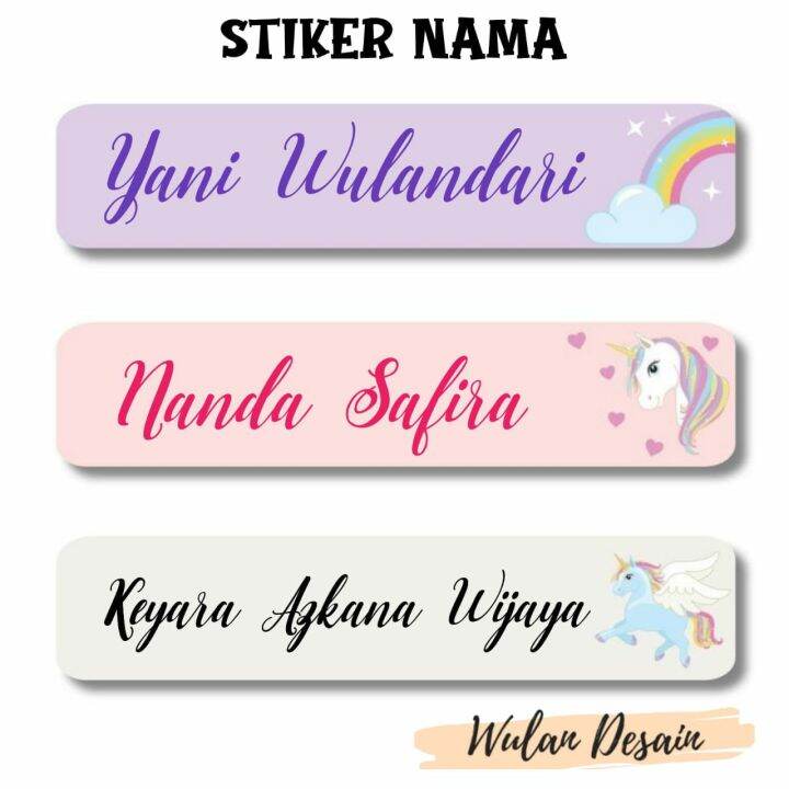 Sticker Label nama Bisa Custom tulisan & warna bisa buat buku tulis ...