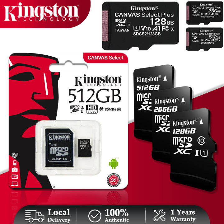 Kingston Canvas Select Plus 128GB 256GB 512GB 1TB microSD Card with Android A1 Performance Class ...
