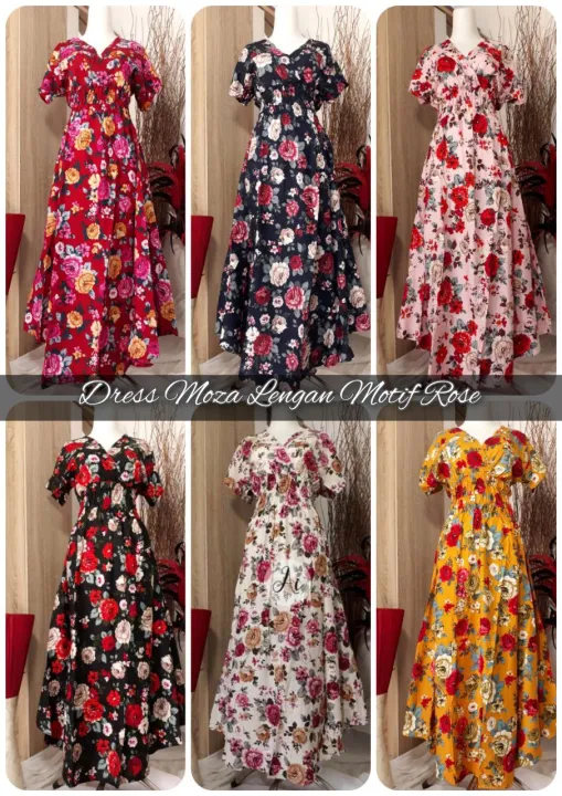 MOZA LENGAN MOTIF ROSE | DRESS BALI | Lazada Indonesia