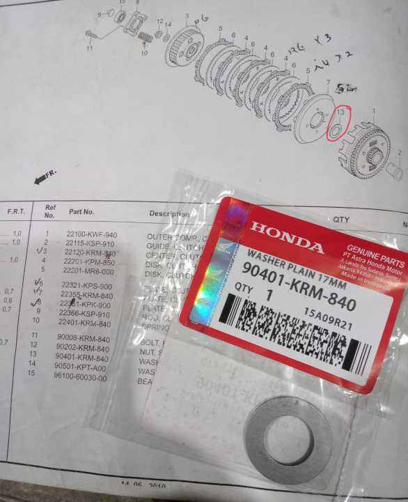 Washer Plain 17MM Atau Ring Rumah Kopling Besar Honda Megapro Monoshock Verza CRF 150 CB Verza ...