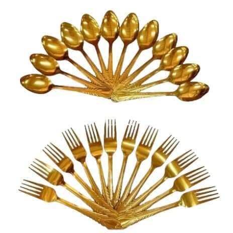 24 pcs gold spoon and fork stainless | Lazada PH