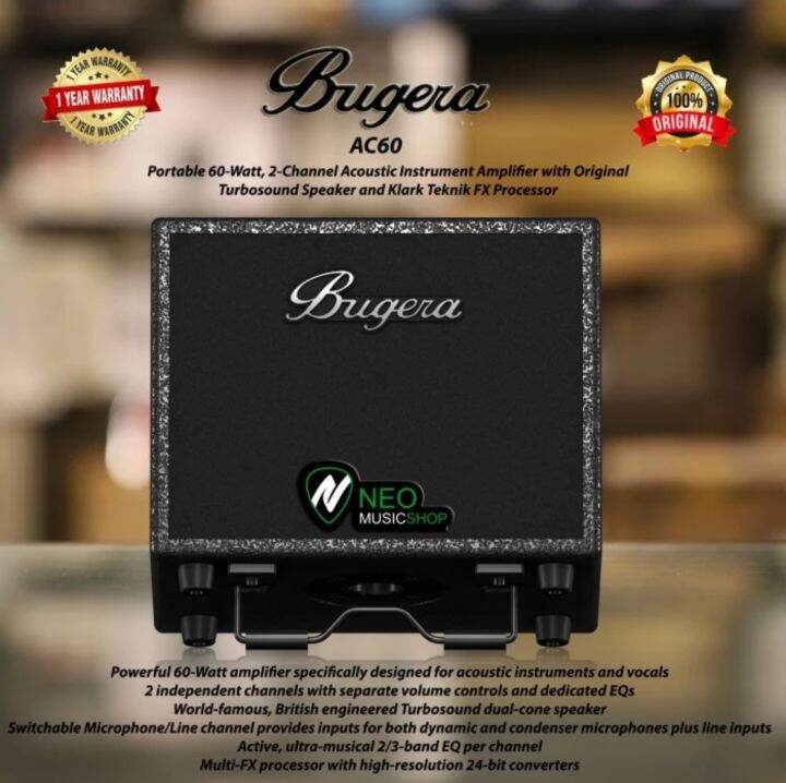 Bugera AC60 Portable 60-watt , 2 channel acoustic instrument amplifier ...