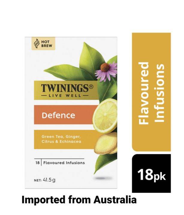 Twinings Live Well Defence Green Tea, Ginger, Citrus & Echinacea 18 Tea ...