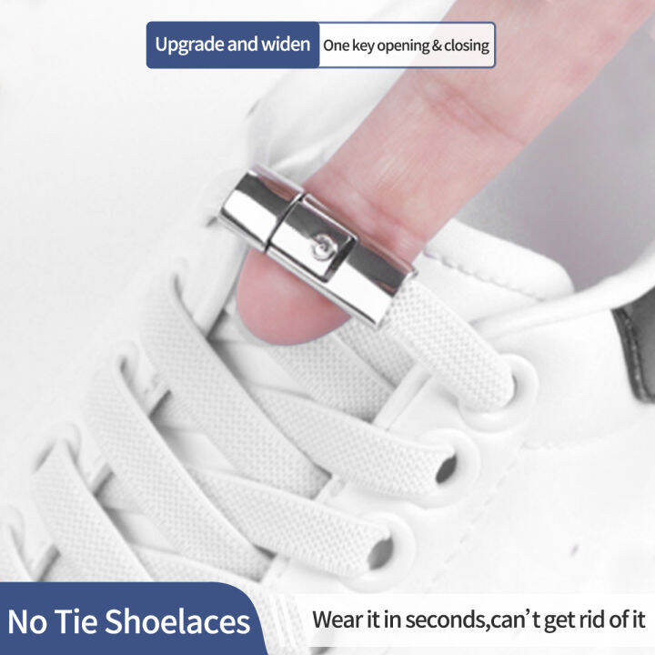 No Tie Elastic Shoelaces Metal lock Shoelaces Lock for Kids and Adult ...