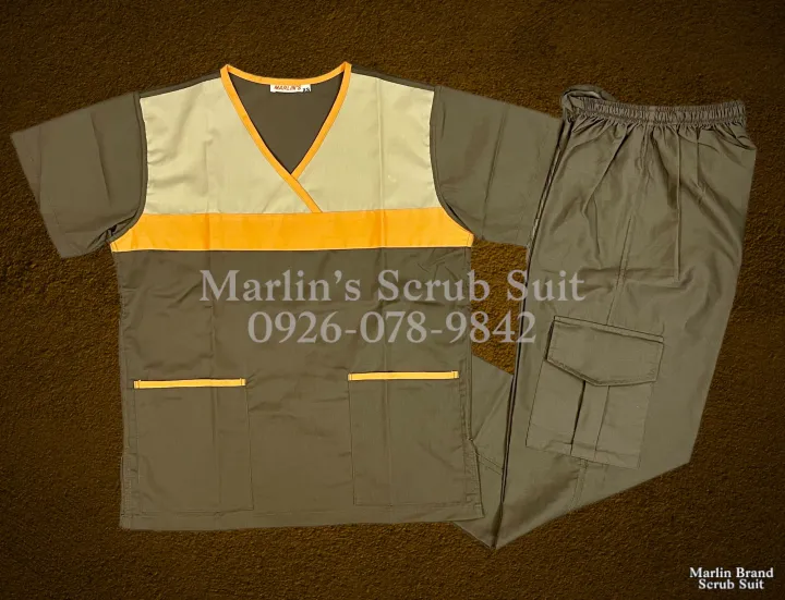 Tri-color Overlap Scrub suit with Cargo pockets By: Marlin Brand ...