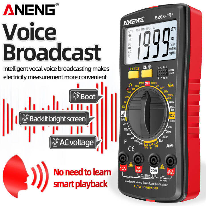 ANENG SZ08+ Digital Professional Multimeter Voice Broadcast AC/DC ...