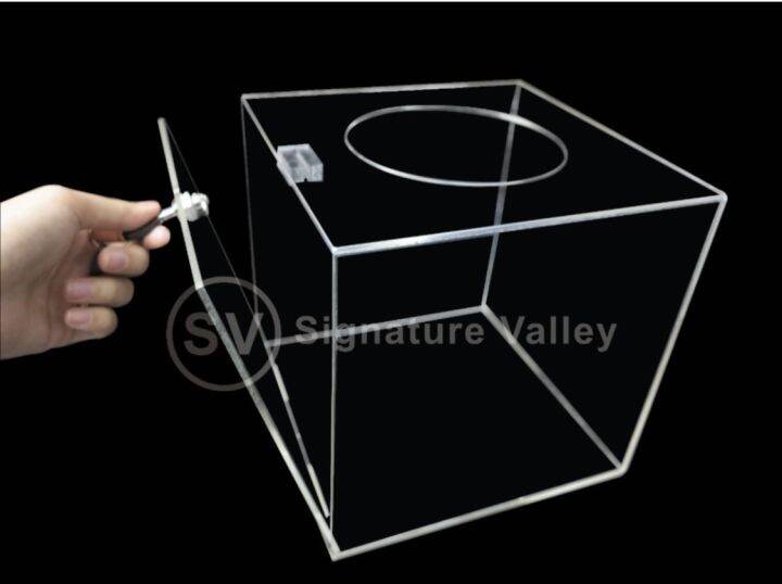 Acrylic lucky Draw Box with lock 200mmx200mmx200mm | Lazada
