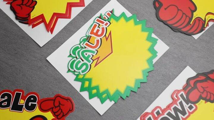 50cps Burst Signs Blank Star Shape Retail Sale Tags Burst Paper Signs ...