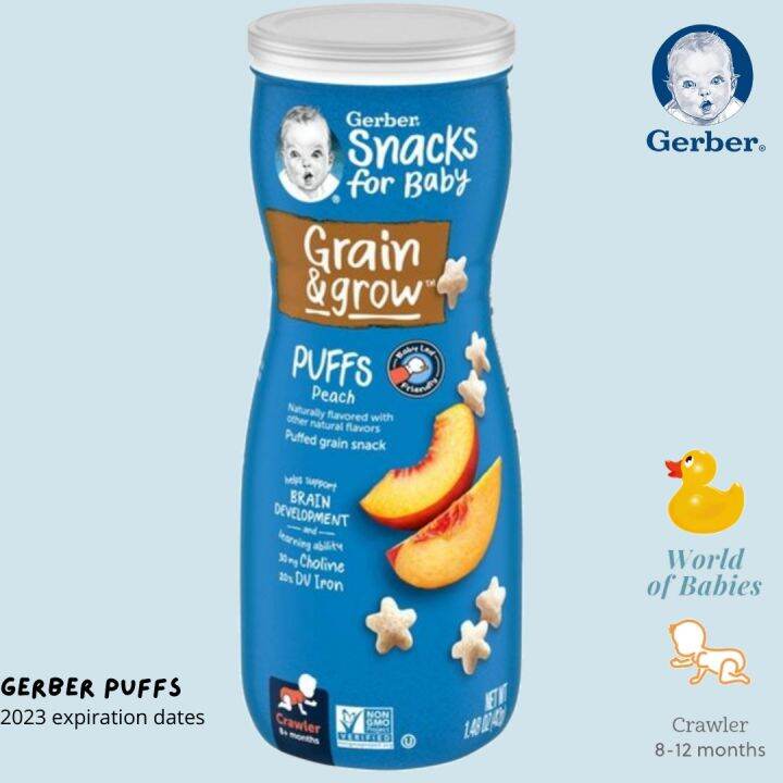 GERBERs US Puffs Cereal Snack, gerberbaby, babies 8+ Months, Peach, 1. ...