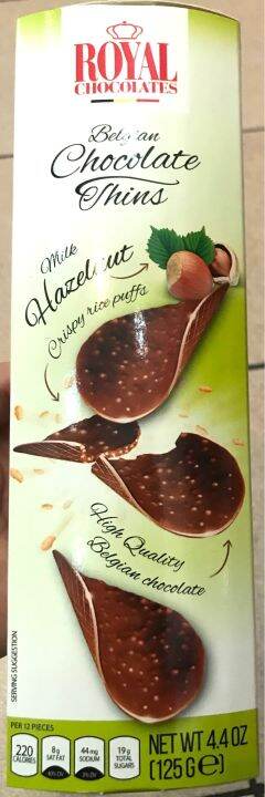 Royal Chocolates Hazelnut Belgian Chocolate Thins with Crispy Rice ...