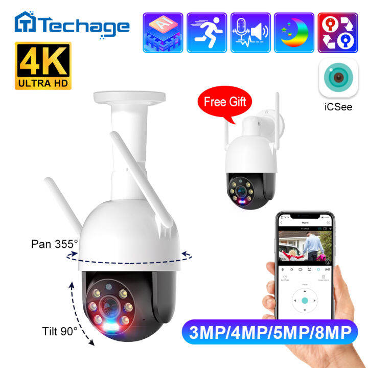 【BUY 1 GET 1】Techage PT825B CCTV camera 3/4/5/8MP wireless WIFI two-way ...