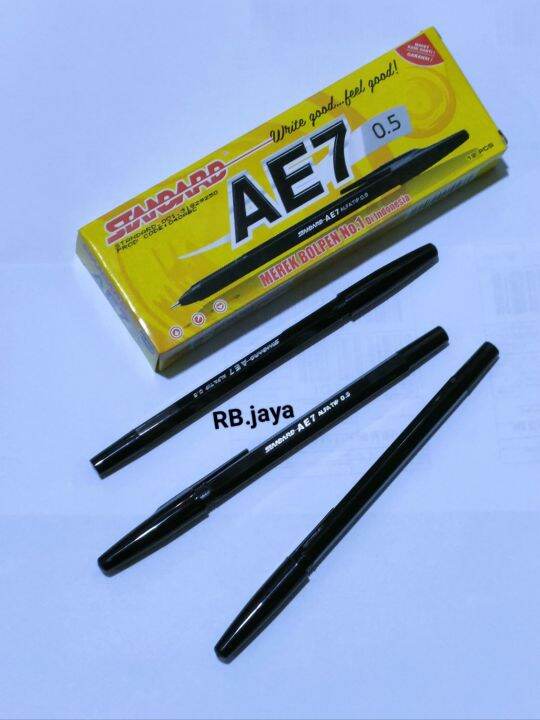 pulpen standar AE7 hitam (12 pcs) | Lazada Indonesia