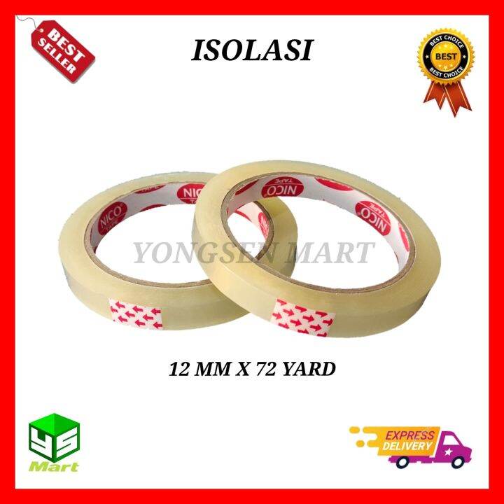 Isolasi tape solatip 1/2 inch 12mm x 72 yard solasi setara daimaru ...