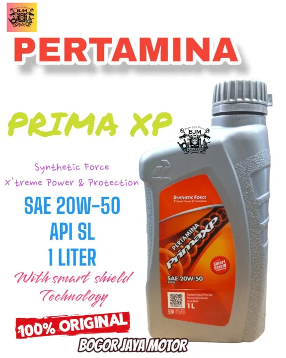 OLI PERTAMINA PRIMA XP 1 LITER SAE 20W-50 API SL SYNTHETIC FORCE X ...