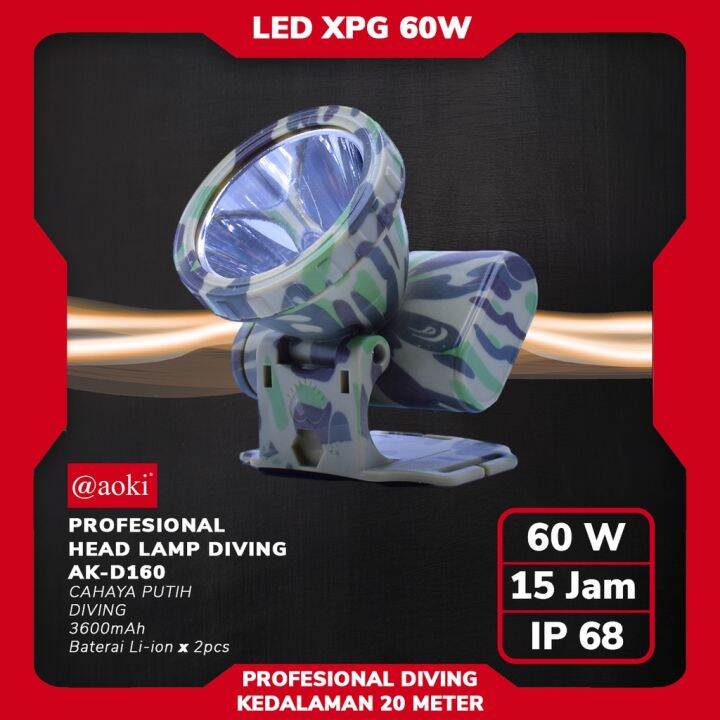 senter kepala selam aoki D-160 body kecil 60 watt super terang dan tahan lam | Lazada Indonesia