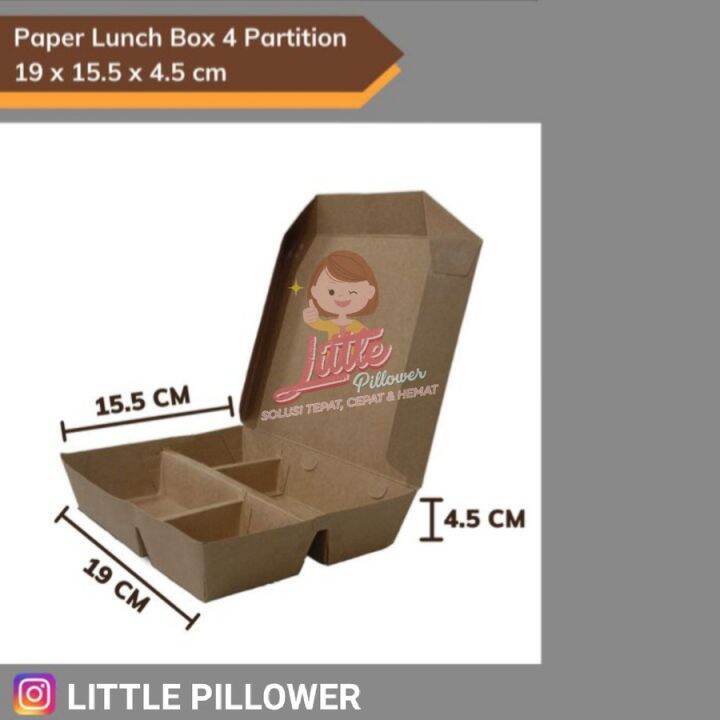 (ISI 50Pcs)Paper Lunch sekat 4 COKLAT/lunch box paper sekat partisi ...