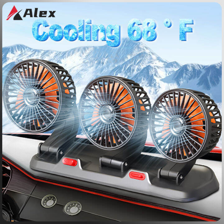 Car Fan 24V Three Headed Auto Cooling Air Fan 360 Degree Rotation ...