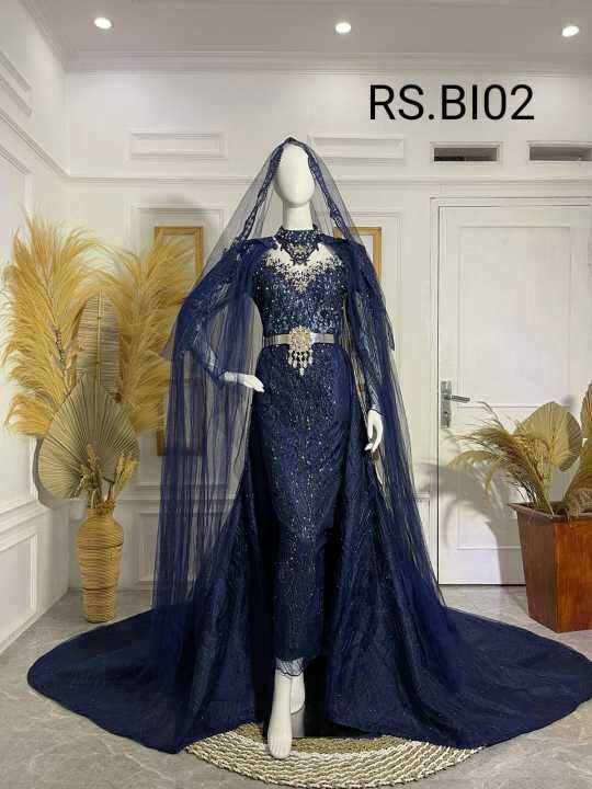 gaun pengantin slim navy | Lazada Indonesia