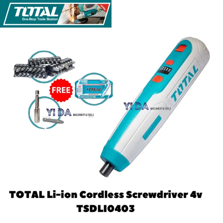 TOTAL Li-ion Cordless Screwdriver 4v 锂离子无绳螺丝刀- TSDLI0403 | Lazada