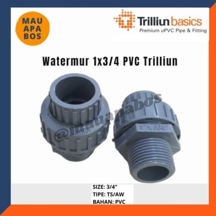 Watermur PVC TS 1 x 3/4 inch Trilliun Watermor Union Sok pipa | Lazada ...