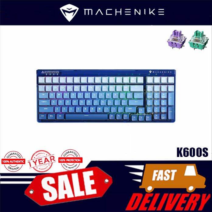Machenike คีย์บอร์ดแบบกลไก K600S 100ปุ่มสีฟ้าไล่ระดับสีฟ้าโหมดบลูทูธ/2.4G/สายแป้นพิมพ์ไร้สาย ...