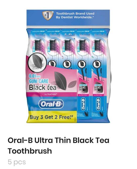 Oral B Ultra Thin Black Tea Toothbrush, 5 pcs | Lazada PH