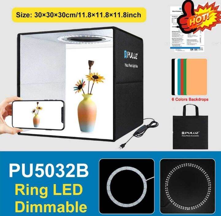 Photo Studio Mini Softbox Ring Light with 6 Backdrop 30 x 30 cm ...