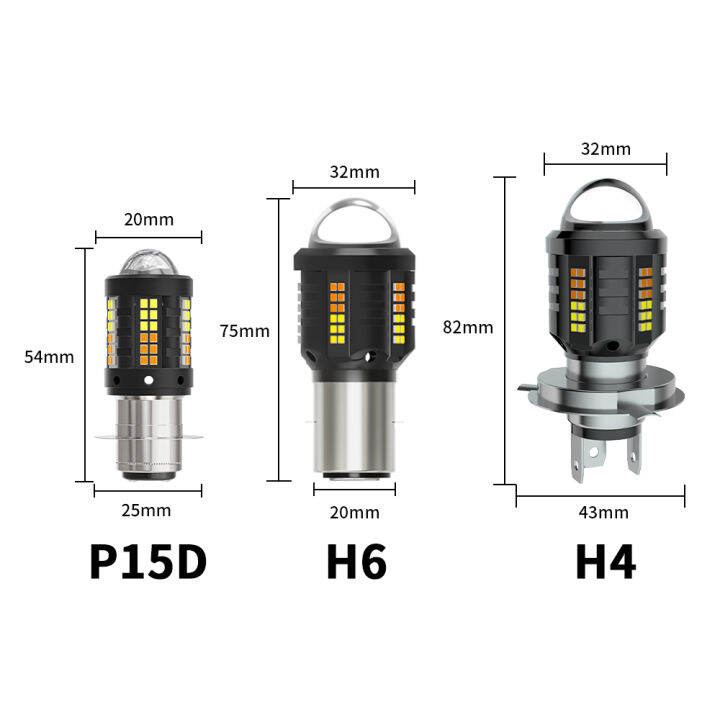 หลอดไฟตัดหมอก LED T19 P15D H4 H6 BA20D สูงต่า สองสี สีขาว เหลือง DC12V-60V สําหรับรถจักรยานยนต์ ...