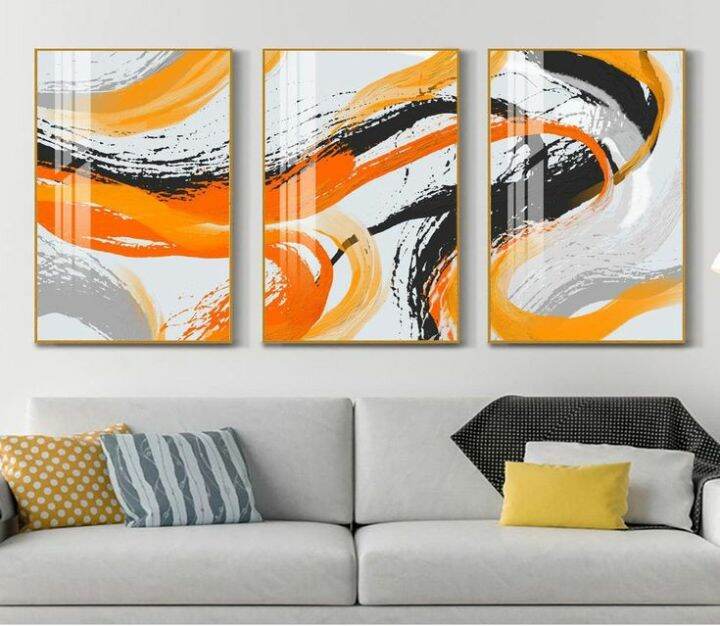 lukisan abstrak model sambung ukuran 30x60 cm 3 biji sudah dengan ...