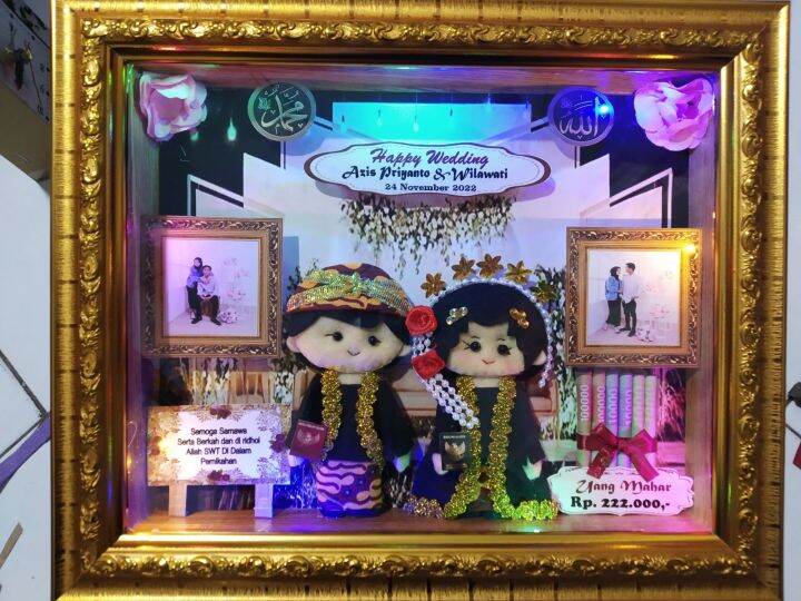 Boneka Flanel Pengantin Jawa frame kaca tanpa jam | Lazada Indonesia