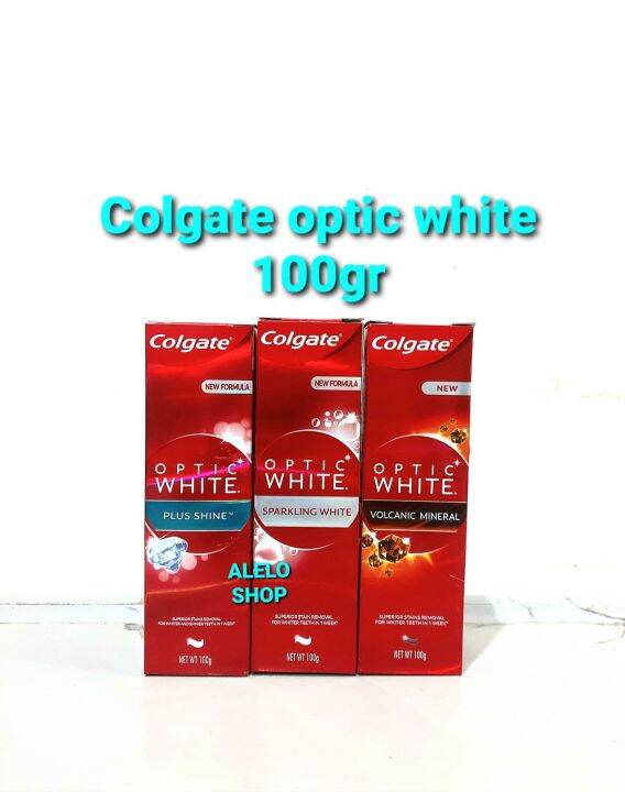 Colgate optic white 100 g 100g sparkling plus shine volcanic mineral ...