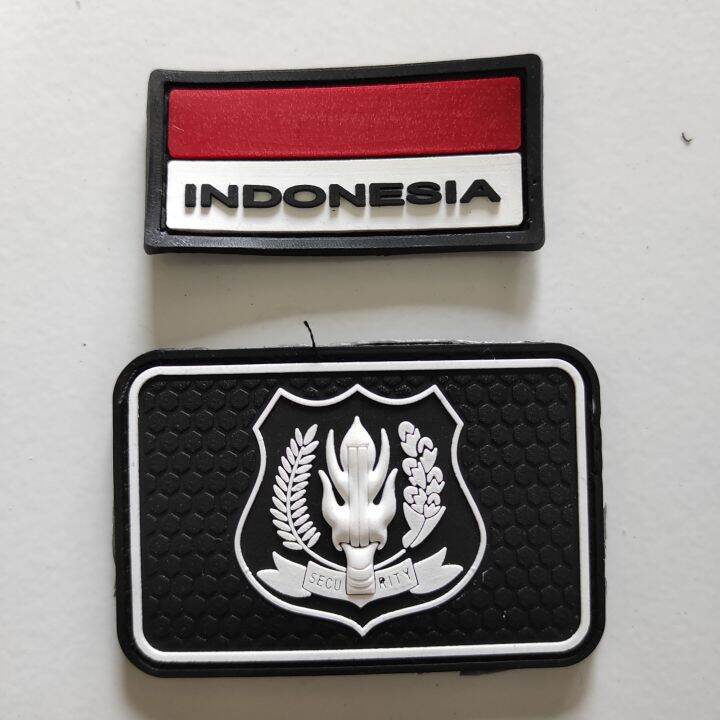 PATCH RUBBER SATU SET LOGO SECURITY TIMBUL+BENDERA KECIL/TEMPELAN ...
