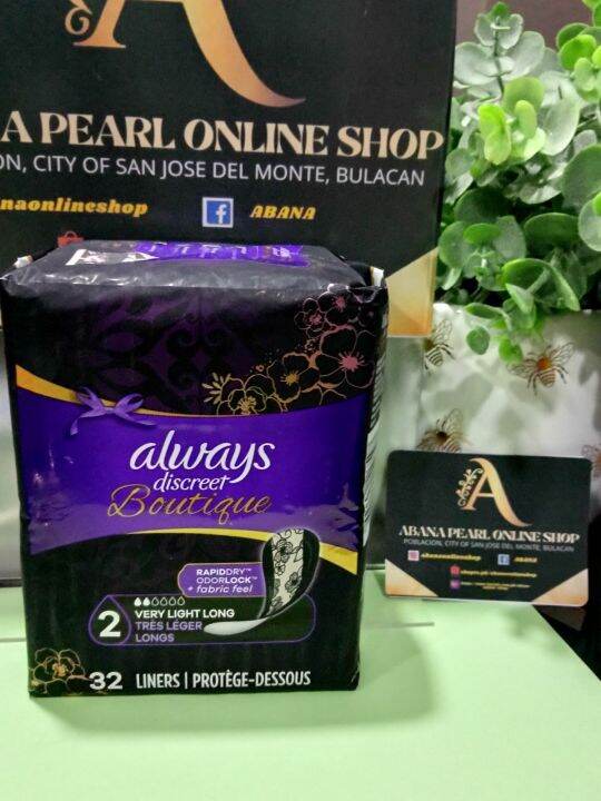 2 Always Discreet Boutique Liners Very Light Long 32ct Pantiliners Each ...