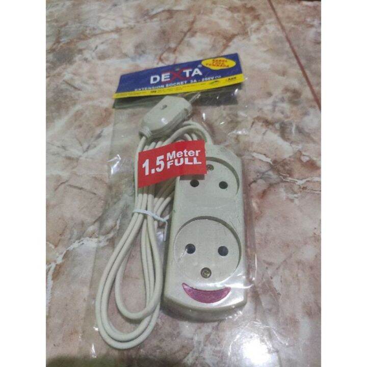 Stop Kontak Gepeng 2 lubang plus kabel 1.5m full merk Dexta Kabel full ...